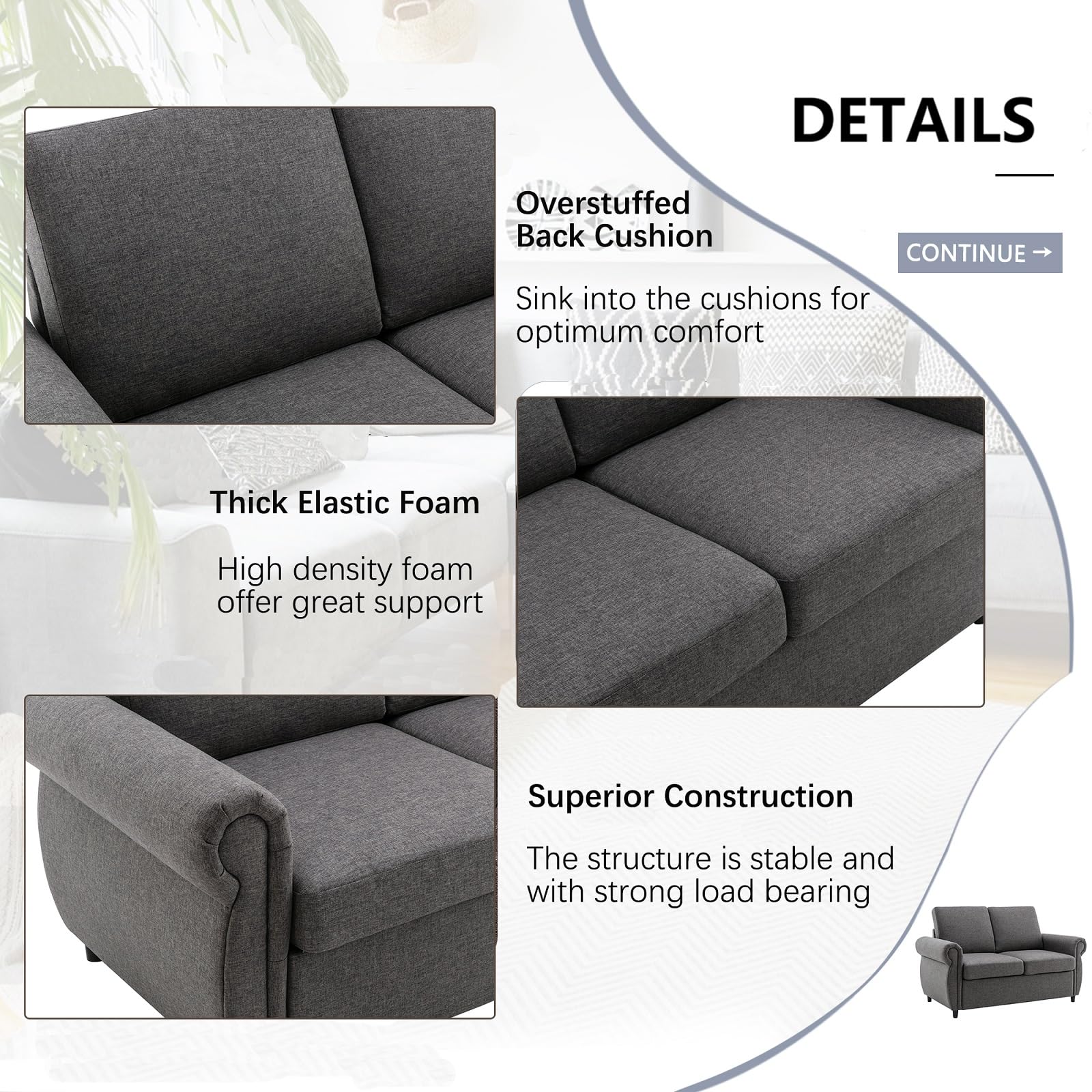 Luoyisimall Chaise Lounge Indoor Convertible Sofa Bed,57.5" Pull Out Futon Loveseat Sleeper w/Twin Size Memory Mattress,2-in-1 Sleeper Sofa Bed for Living Room,Apartment,Small Space (Gray)