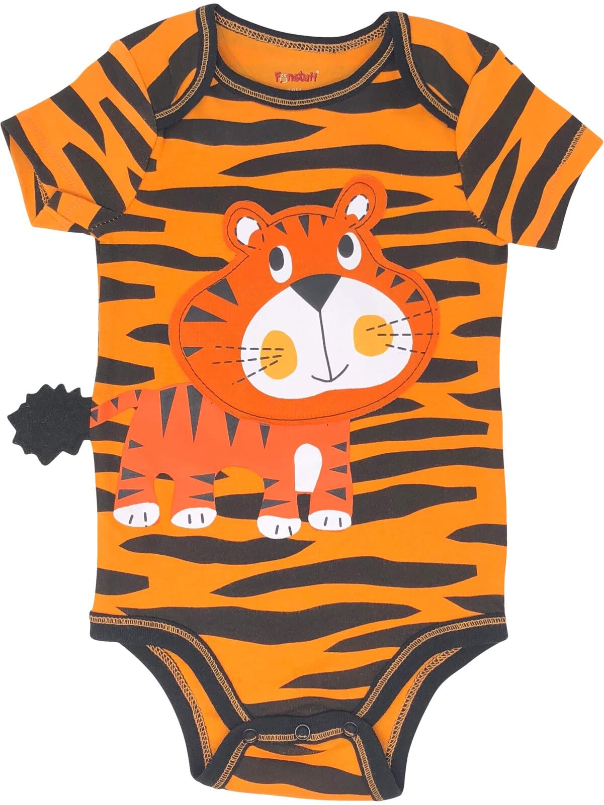 Funstuff Baby Boy Girl 5 Pack Animal Bodysuits Lion Panda Dinosaur Tiger Shark (0-3 Months)