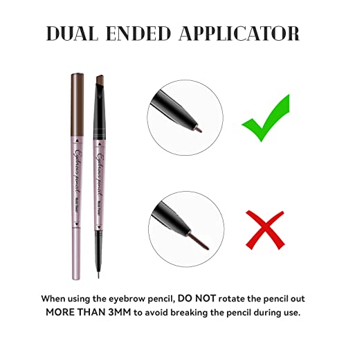 Music Flower Eyebrow Pencil Double Ended, Waterproof Natural Brow Enhancing Pen, Long lasting Eye Makeup, Pack of 1, Light Brown