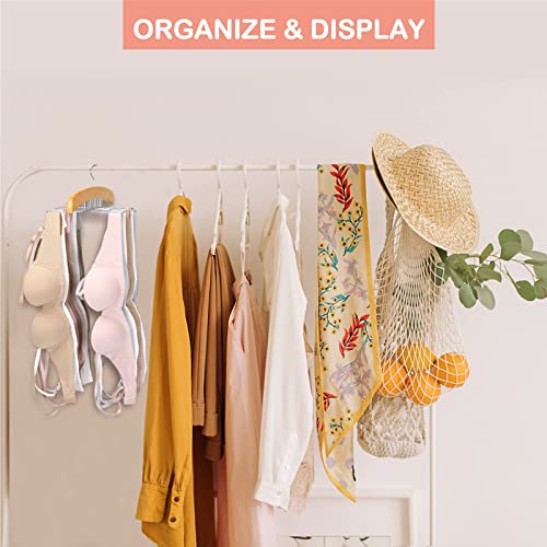 Bra Hanger Organizer with Premium Wood, 16 Large Capacity, Space Saving, 360° Rotating, Foldable Metal Hooks, Resovo Bra Closet Organizer for Bras, Tank Tops, Bathing Suits, Ties-Wood
