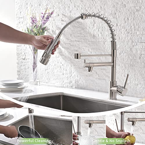 AIMADI Contemporary Kitchen Sink Faucet,Single Handle Stainless Steel Kitchen Faucets with Pull Down Sprayer,Brushed Nickel