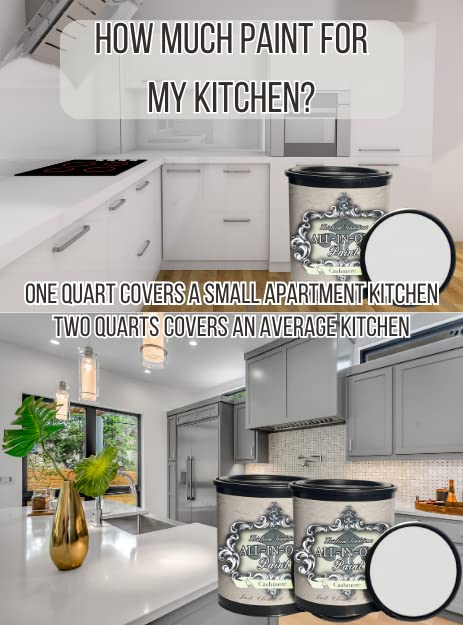 ALL-IN-ONE Paint, Durable cabinet and furniture paint. Built in primer and top coat, no sanding needed. Includes our 30 featured color card - Linen, Quart