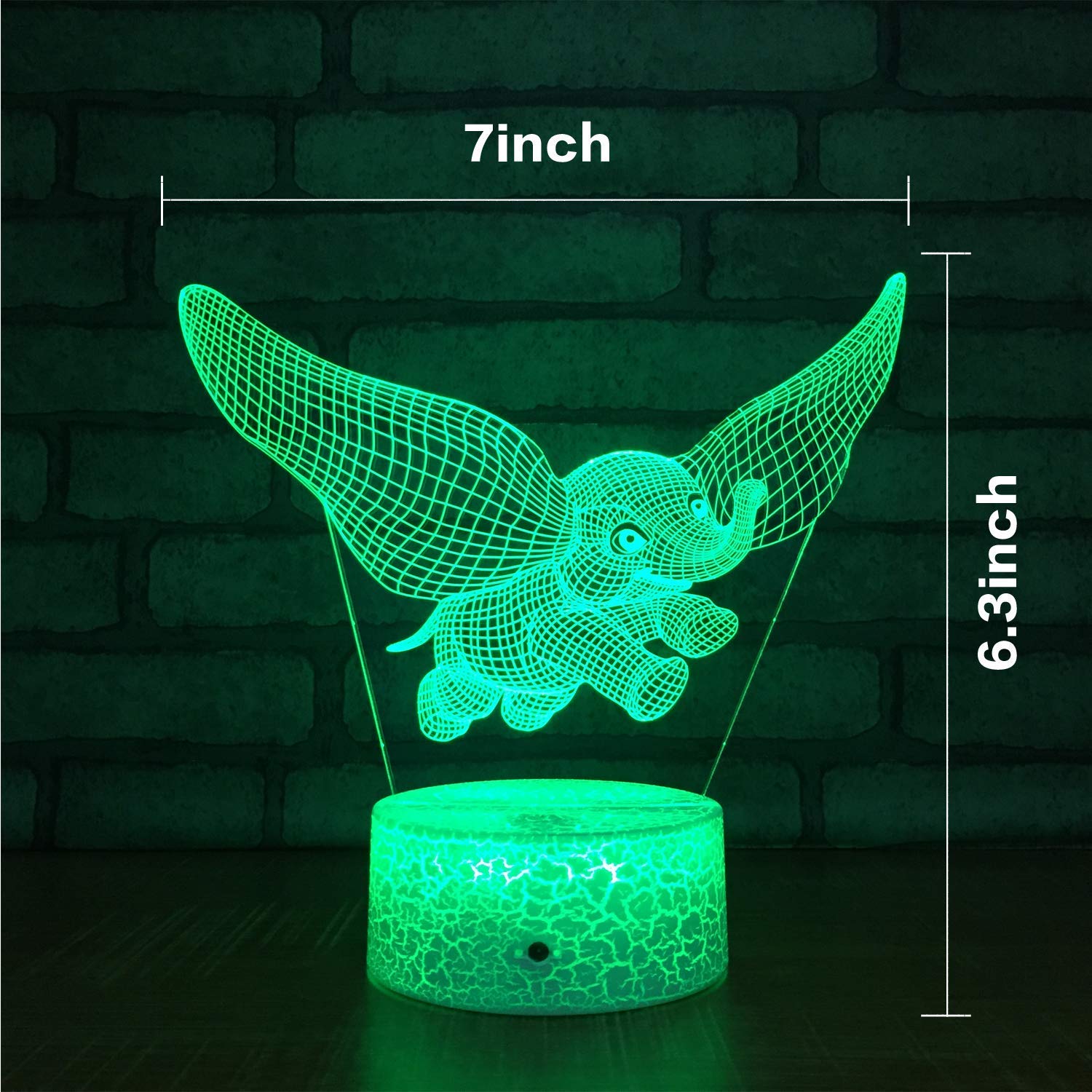 Menzee Elephant 3D Night Light for Kids,3D Lamp Optical Illusion with Remote Control&Smart Touch 7 Colors 16 Colors Changing Elephant Toys 10 9 3 5 2 8 1 7 6 4 Year Old Boy Girl Gifts