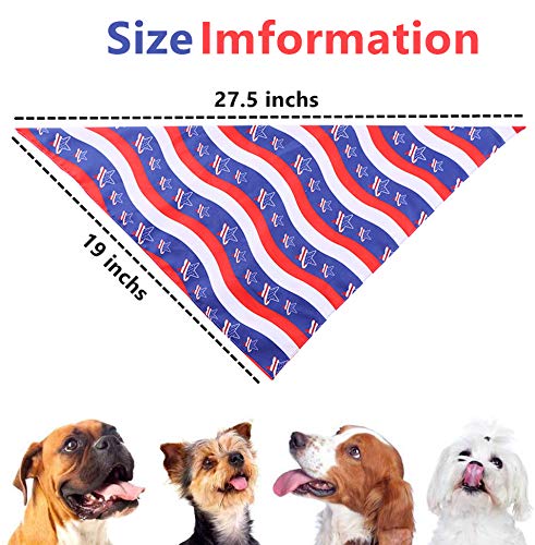 Yunison 5 Packs 4th of July Dog Bandanas Reversible Scarfts American Flag Independence Day Fireworks Pet Scarfs, Cat Bandanas for Small Medium Large Pets