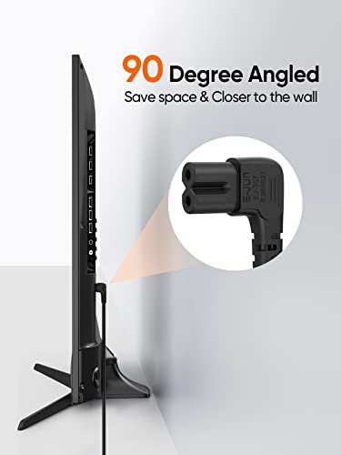 CableCreation 3 Feet 18 AWG Angled 2-Slot Non-Polarized Angle Power Cord (IEC320 C7 to Nema 1-15P), 0.915M / Black