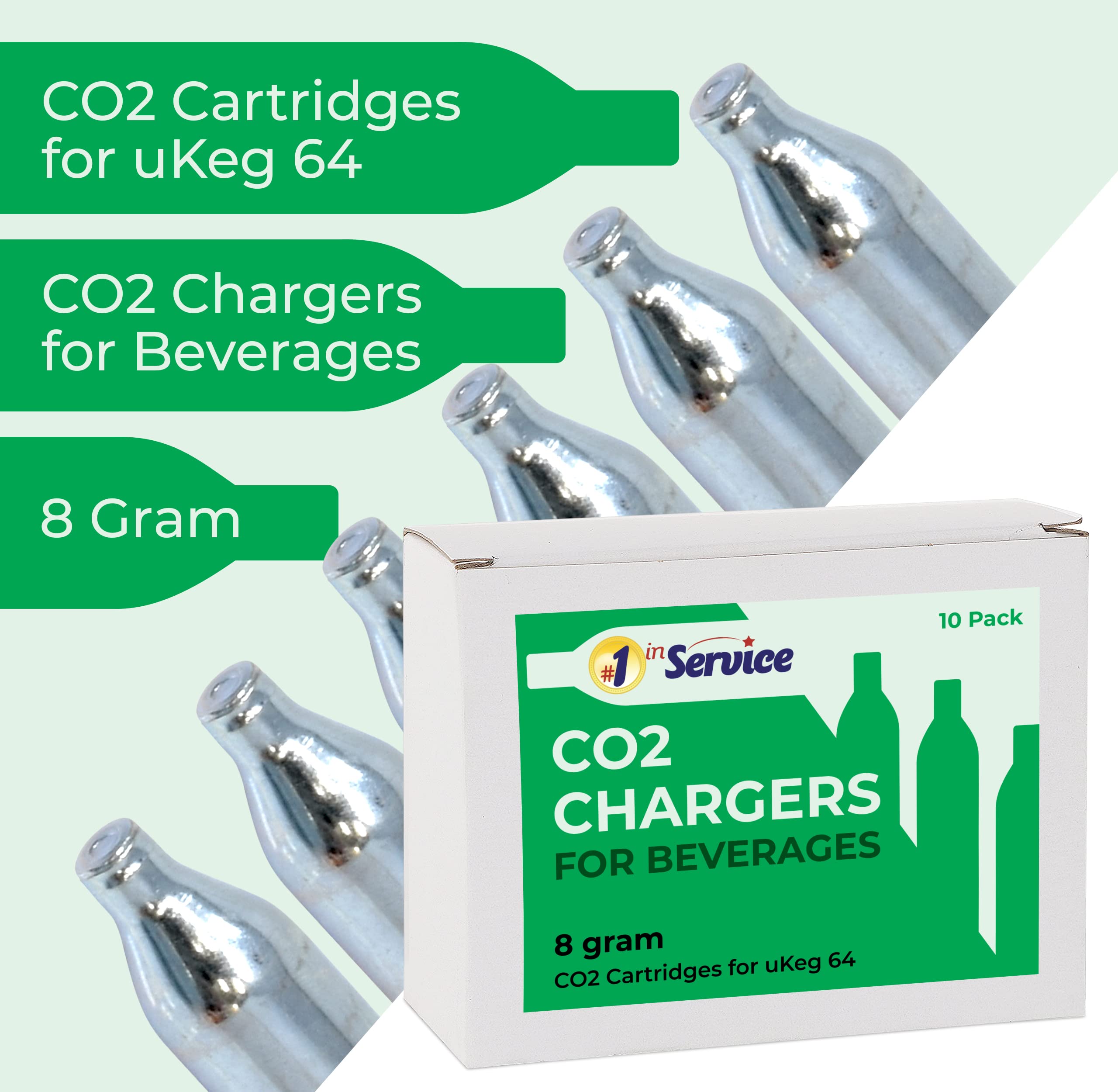 8g CO2 Chargers uKeg 64, 20 Pack