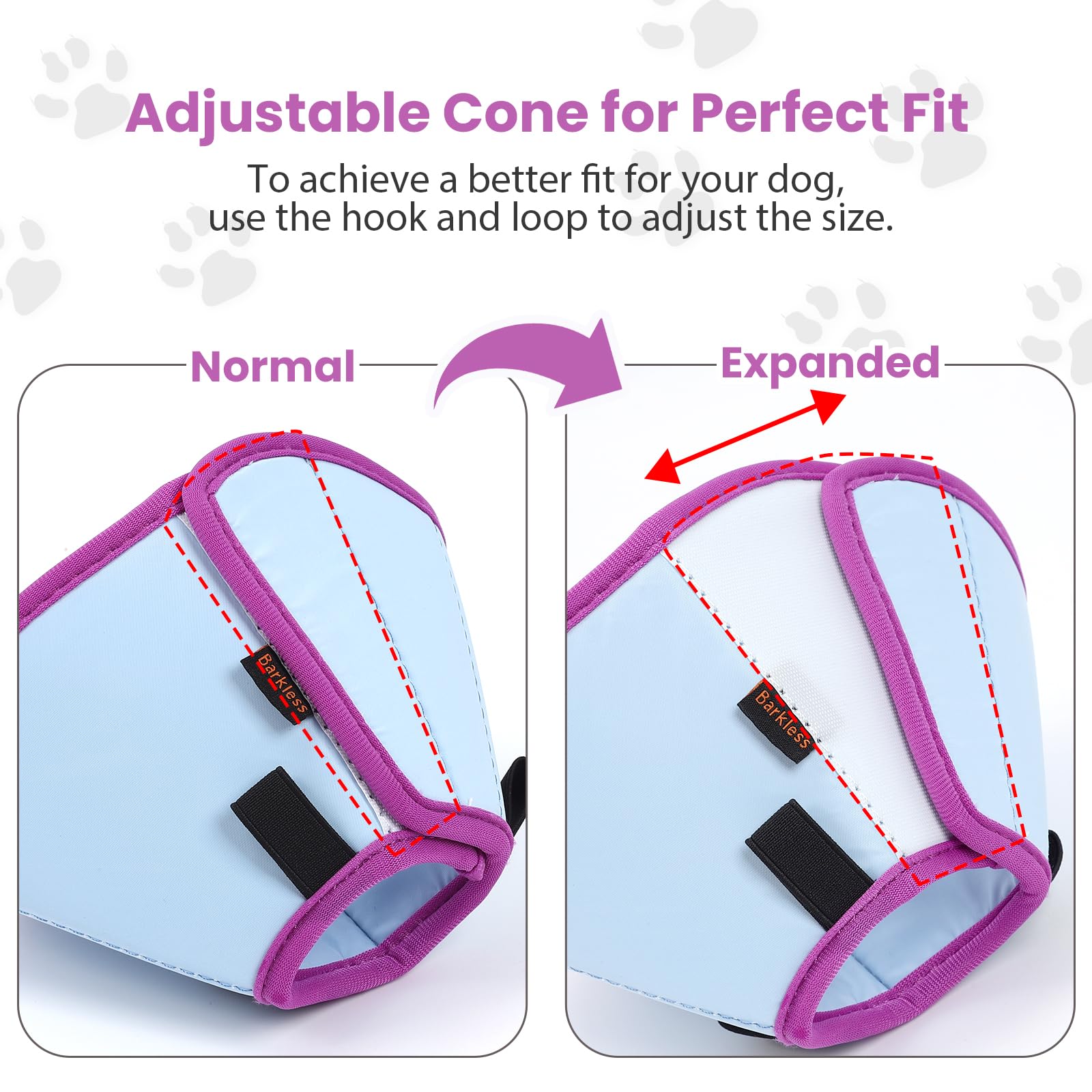 BARKLESS Dog Cone, Soft Cone for Puppies and Cats After Surgery to Stop Licking, Adjustable Elizabethan Collar, Neuter Cone of Shame Alternatives, Lightweight Dog Recovery Collar (Light Blue, S)