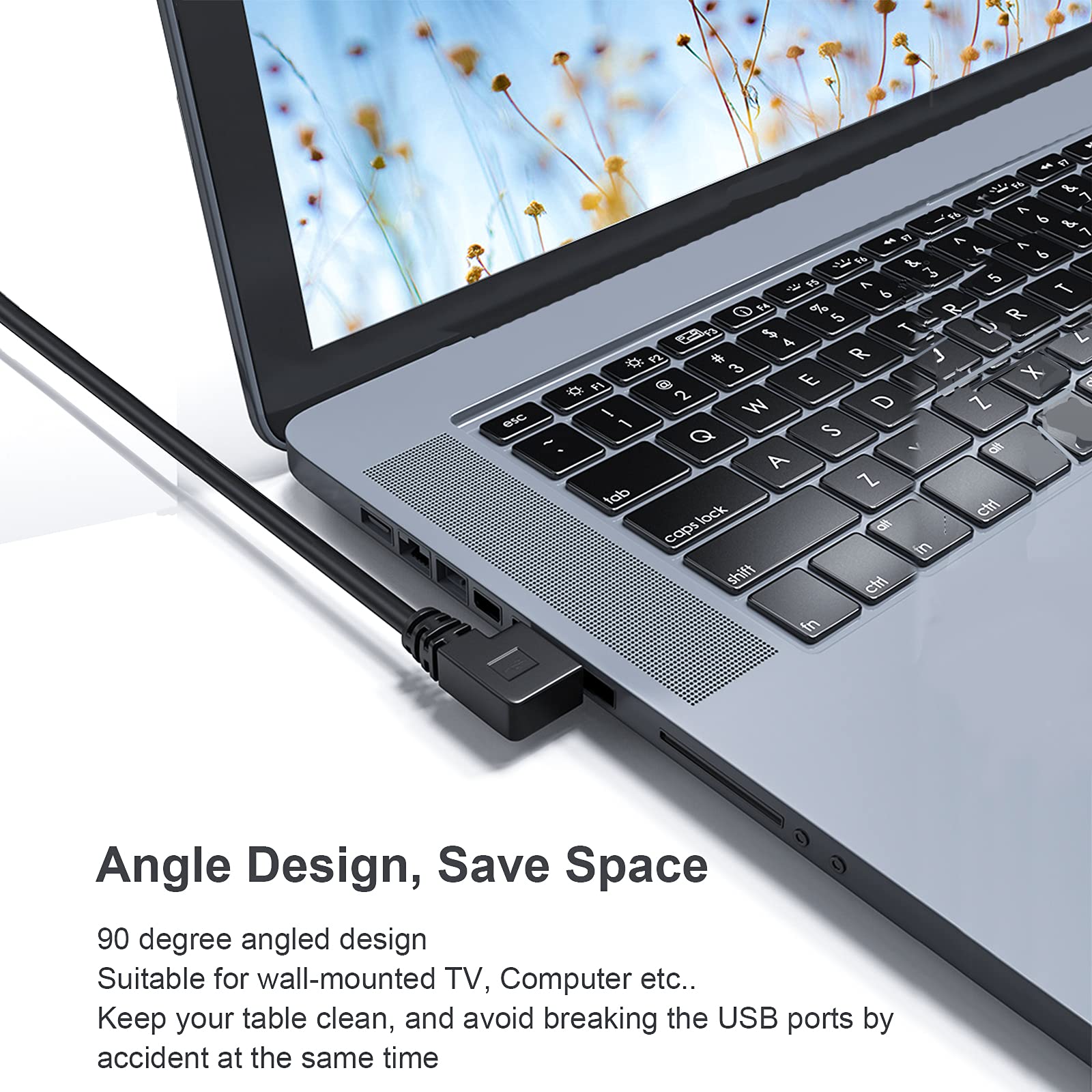 Oxsubor SuperSpeed USB 3.0 Male to Female Extension Data Cable Left Angle 2PCS (20CM,8IN)(Notice:pls Check The Left Angle in Picture)