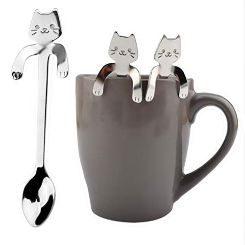 20PCS Stainless Steel Cute Mini Cat Spoon for Tea, Coffee, Dessert, Sugar, Ice Cream, etc (11.5cm/4.5inch)