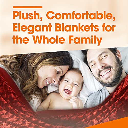 Cheer Collection Faux Fur Blanket, Luxurious Blanket for Couch, Throw Blanket, 60" x 70" inches, Red Maroon