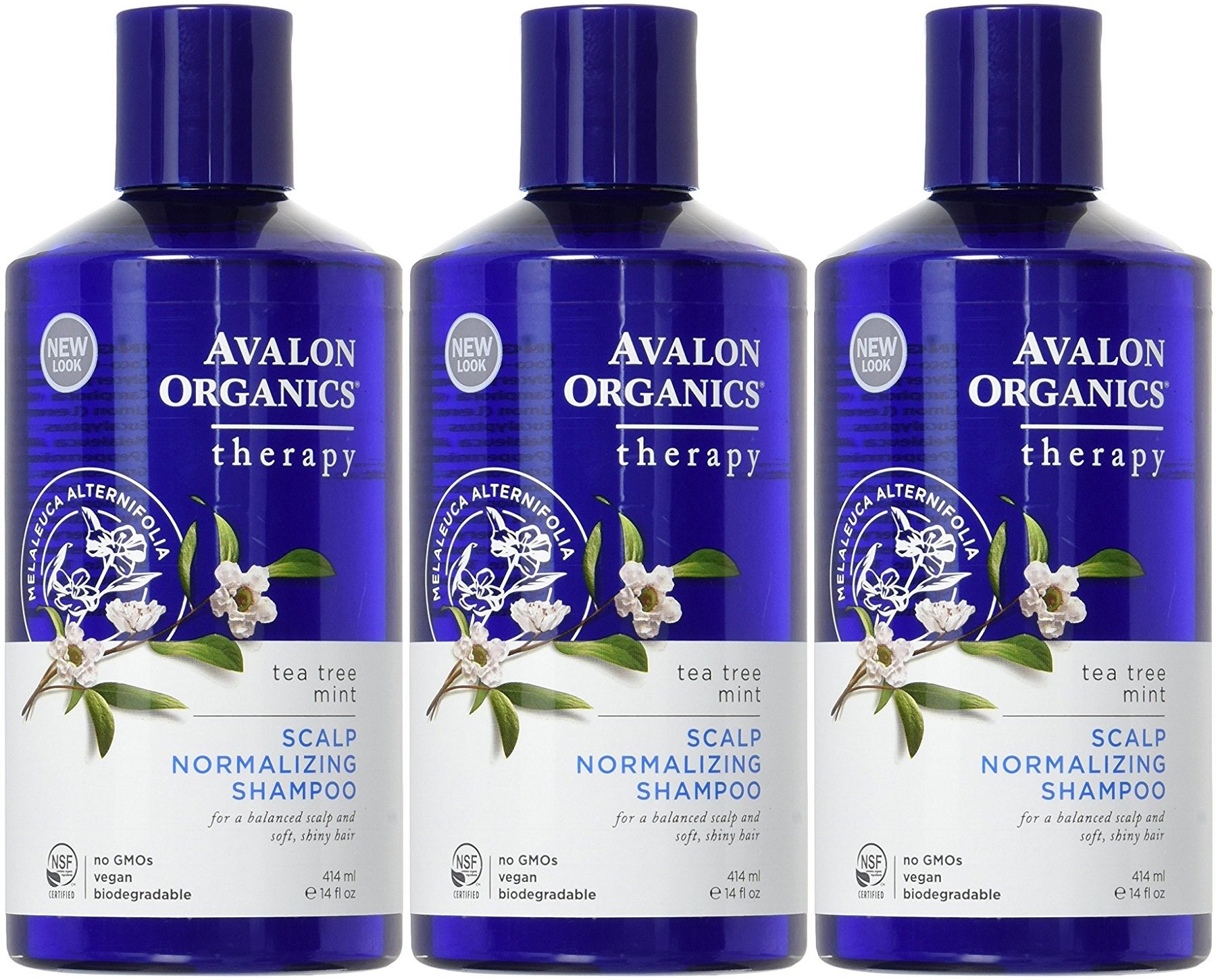 Avalon Organics Scalp Normalizing Shampoo, Tea Tree Mint Therapy 14 oz (Pack of 3)