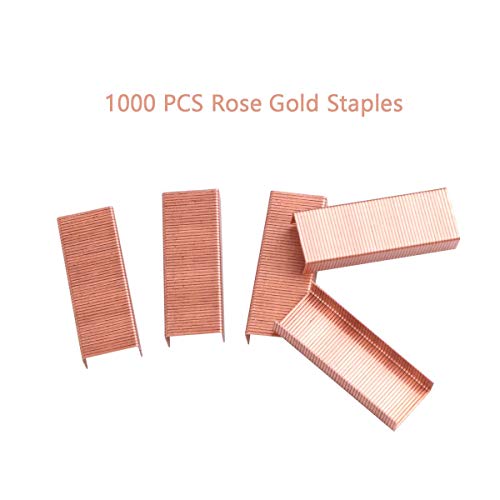 Rose Gold Office Supplies Set - Stapler, Tape Dispenser, Staple Remover with 1000 Staples and 12 Binder Clips , Luxury Acrylic Rose Gold Desk Accessories & Decorations