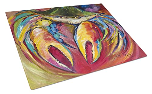 Caroline's Treasures JMK1106LCB Blue Crab Stars Glass Cutting Board Large Decorative Tempered Glass Kitchen Cutting and Serving Board Large Size Chopping Board