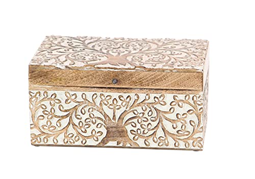 Deco 79 Mango Wood Floral Box with Hinged Lid, Set of 3 8", 10", 12"W, Brown