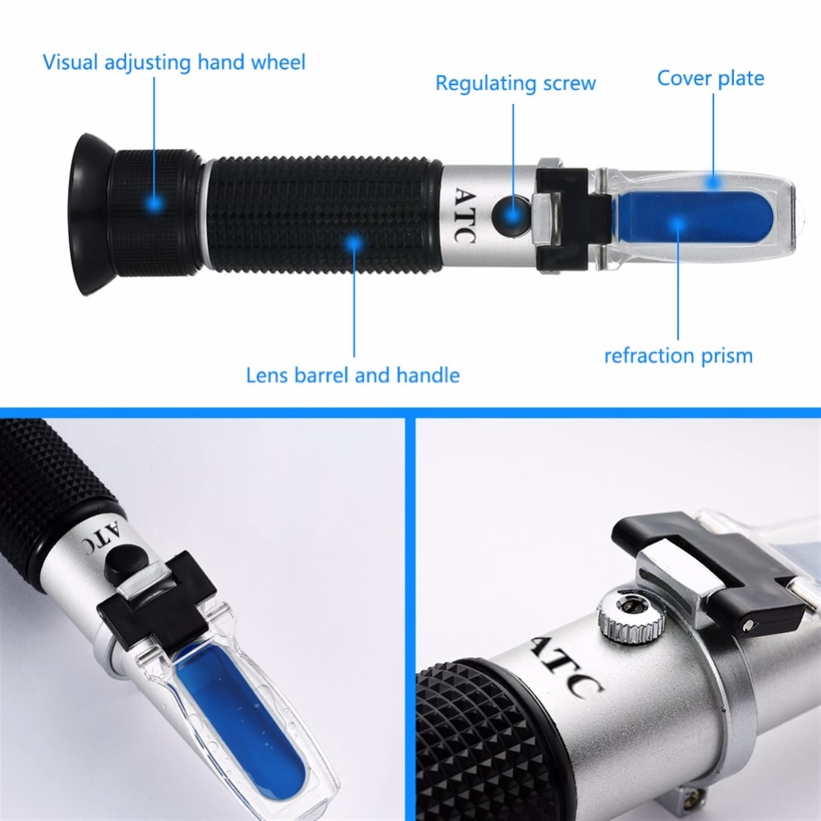 Antifreeze Freezing Point Tester 0-66.6 Ethylene Glycol 0-62.4 Propylene Glycol Concentration Test Handheld Refractometer