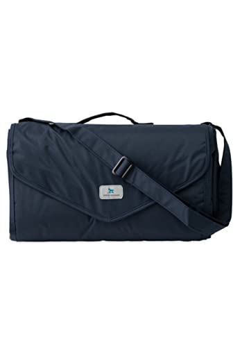 Little Unicorn 5'x5' Outdoor Family Picnic & Beach Blanket | Durable & Water-Resistant Fabric | Compact Fold & Easily Wipes Clean | Zipper Pocket (Navy Plaid)
