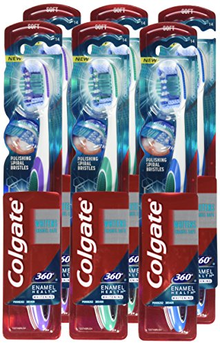 Colgate 360° Enamel Health Whitening Toothbrush, Soft (6 Pack)