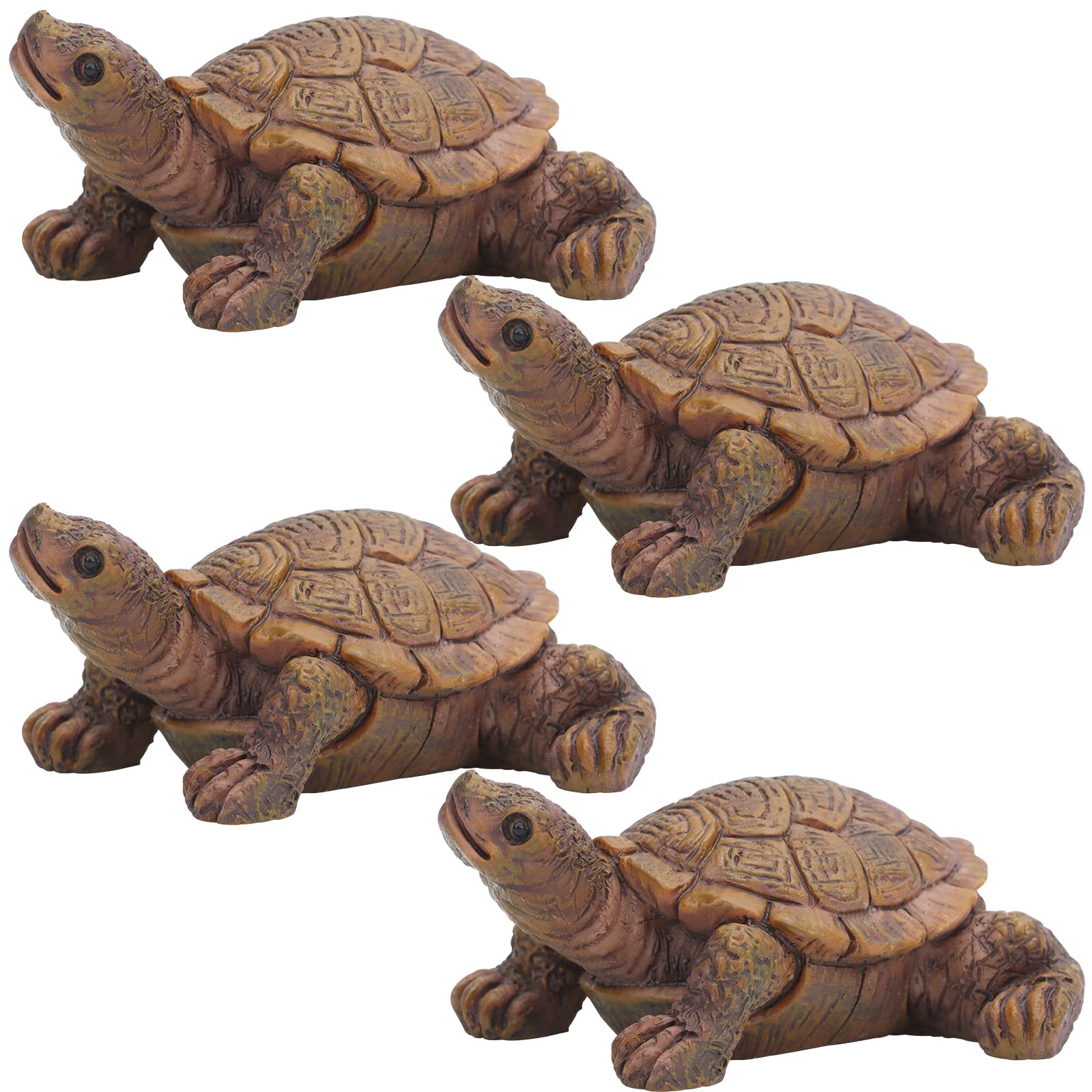 4 Pcs Mini Turtles Miniature Figurines Simulation Small Tortoise Ornaments Realistic Sea Turtles Resin Cute Beach Sea Turtles for Bonsai Craft Fairy Garden Succulent Planter Decorations