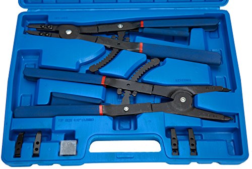 8MILELAKE 16 Inches Heavy Duty Snap-Ring Pliers External and Internal Pliers, Straight, 45°, 90° Tips