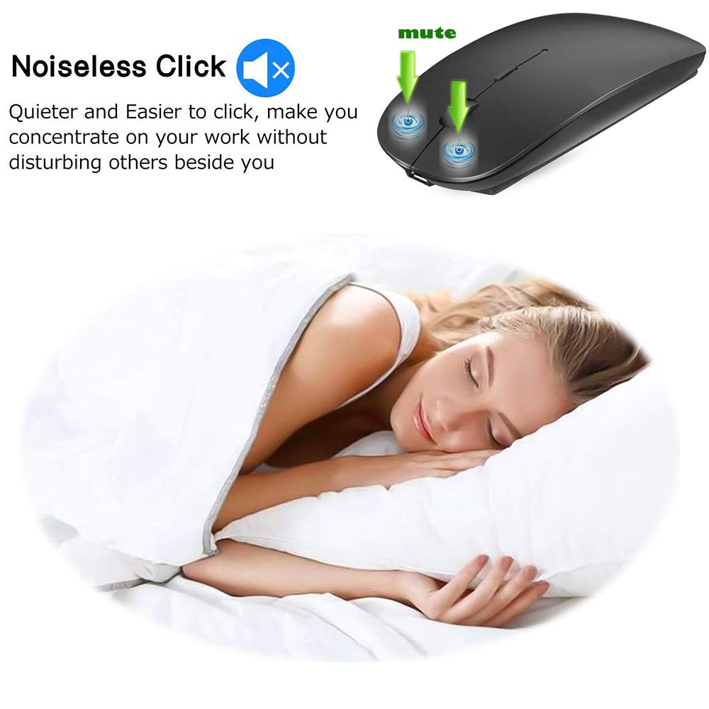 KLO Rechargeable Bluetooth 5.2/3.0/Type-C/USB-2.4G Mouse for MacBook/MacBook air/Pro/iPad, Wireless Mouse for Laptop/Notebook/pc/iPad/Chromebook (Black)