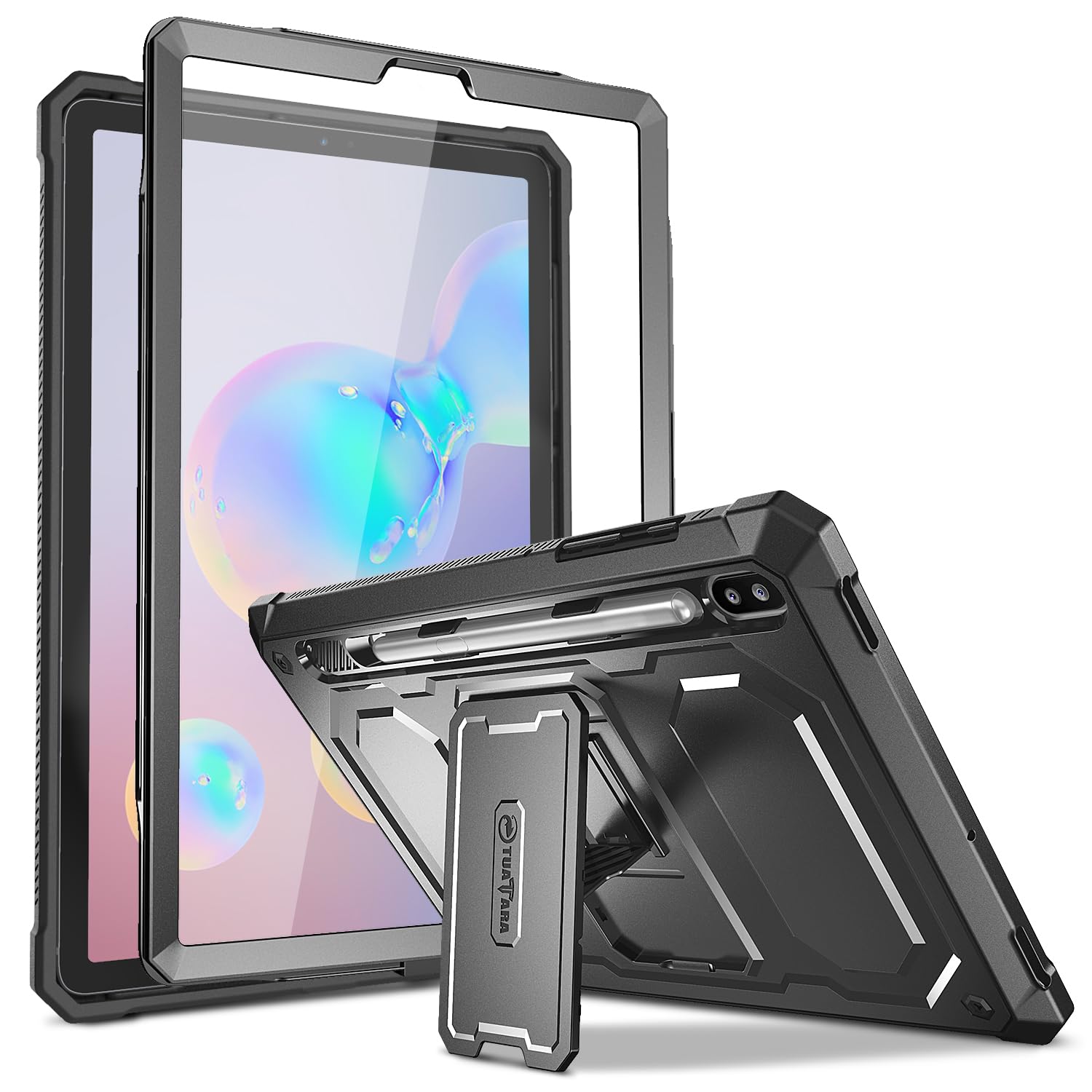 Fintie Shockproof Case for Samsung Galaxy Tab S6 10.5" 2019 (Model SM-T860/T865/T867), Tuatara Rugged Unibody Hybrid Full Protective Bumper Kickstand Cover with Built-in Screen Protector, Black