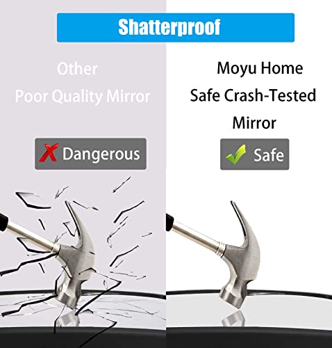 Moyu Home Baby Car Mirror, Infant Rear Facing Car Seat Mirror with Light,Child Shatterproof Observation Mirror,Crystal Clear View with 360° Pivot, Black
