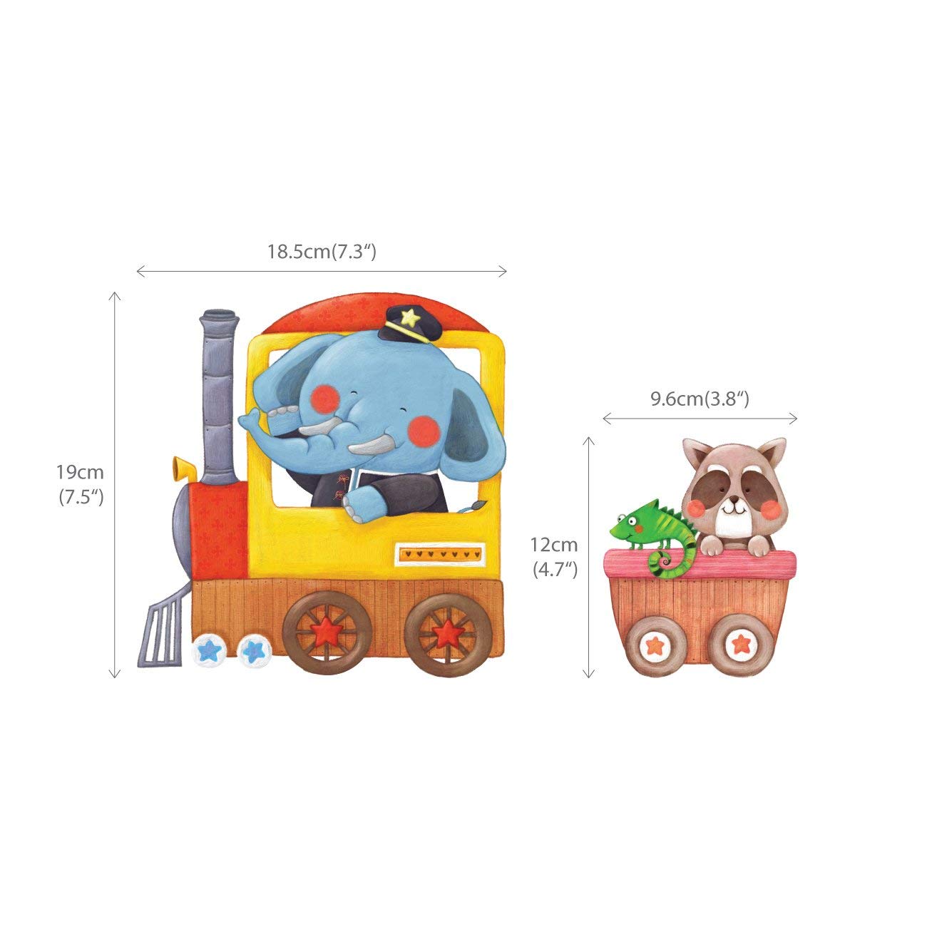 DECOWALL DS-8024 Animal Trains Kids Wall Stickers Wall Decals Peel and Stick Removable Wall Stickers for Kids Nursery Bedroom Living Room (Small) d?cor
