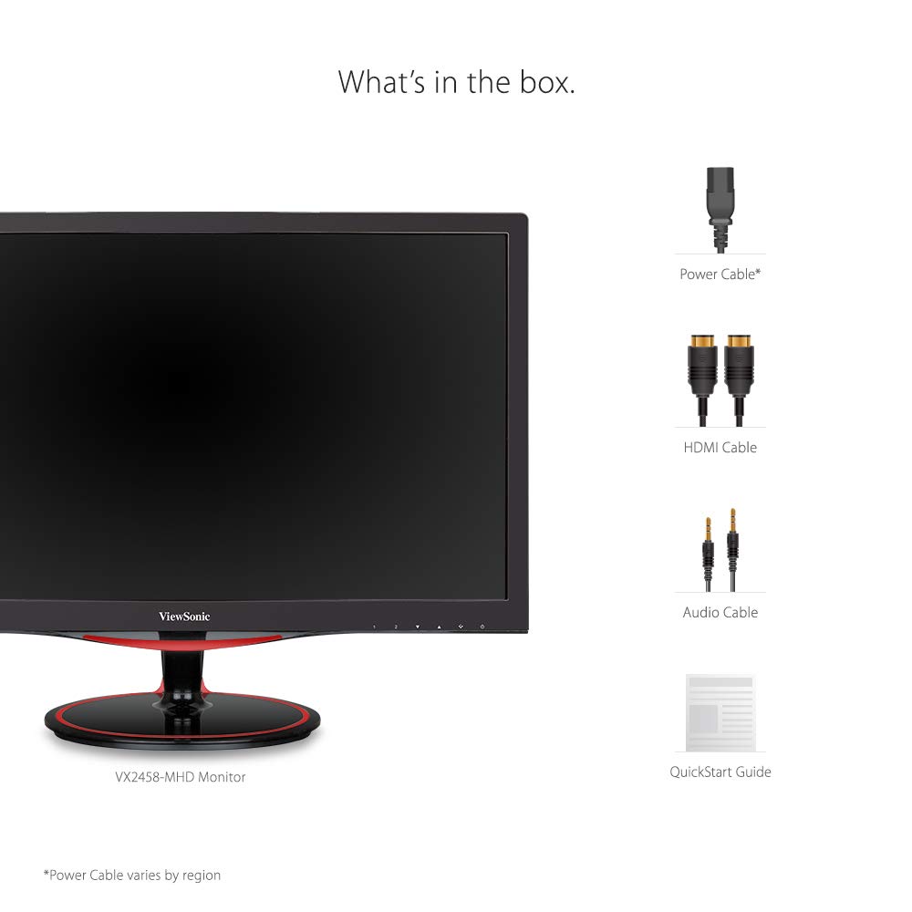 ViewSonic VX2458-MHD 24 Inch 1080p 1ms 144 Hz Gaming Monitor with FreeSync Flicker-Free and Blue Light Filter HDMI and DP (Renewed)