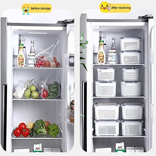 Aagglly Produce saver containers for refrigerator, 3 Pack airtight Locking lids 100% Leak Proof Organizer Bins,BPA-Free draining keep Fresh Plastic box for Veggie Fruit Lettuce and Salad