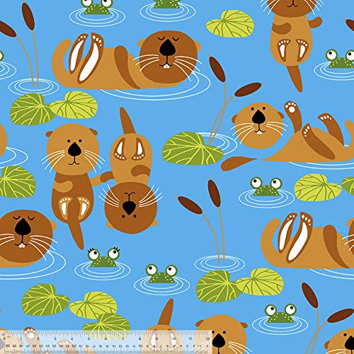 Otters Anti-Pill No-Sew Throw Fleece Fabric Kit (72x60)