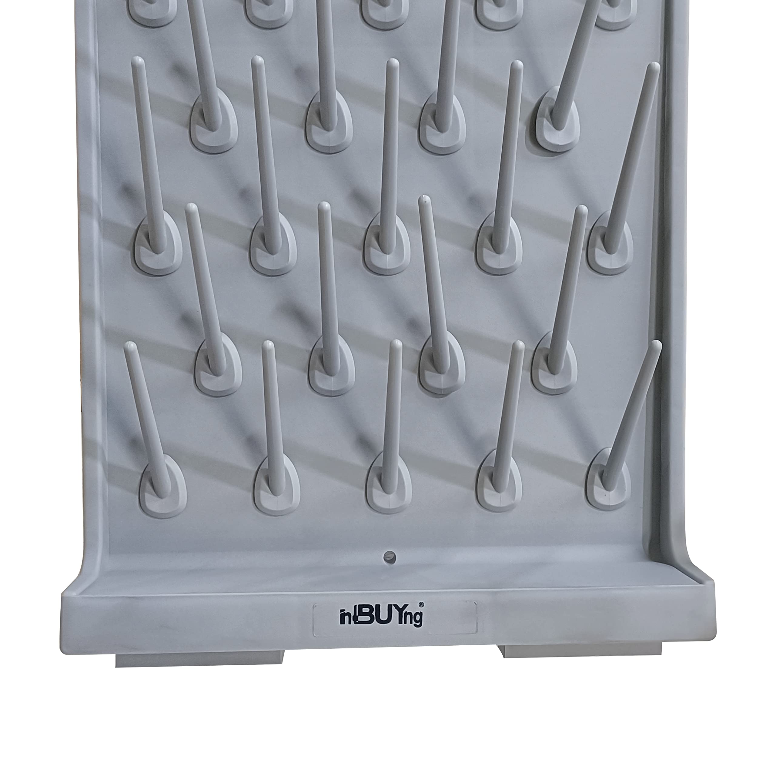 INTBUYING Bottle Drying Rack Pegboard Wall Mounted Desk Grey 27Pegs Removable PP Glassware Drying Draining Rack Education&lab Cleaning Equipment