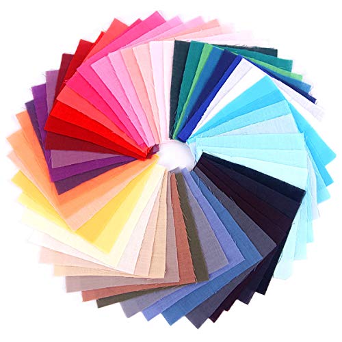 Assorted 50 Colors Square Fabric Bundles Sewing Patchwork Precut Fabric Scraps for DIY Homemade Quilting Doll Dress Apron Making Scrapbooking (6"x6"(15x15cm) 50 Pieces)