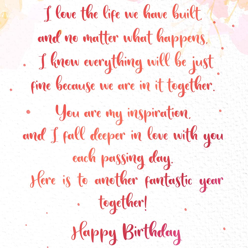 Prime Greetings Romantic Wife Birthday Card, Made in America, Eco-Friendly, Thick Card Stock with Premium Envelope 5in x 7.75in, Packaged in Protective Mailer