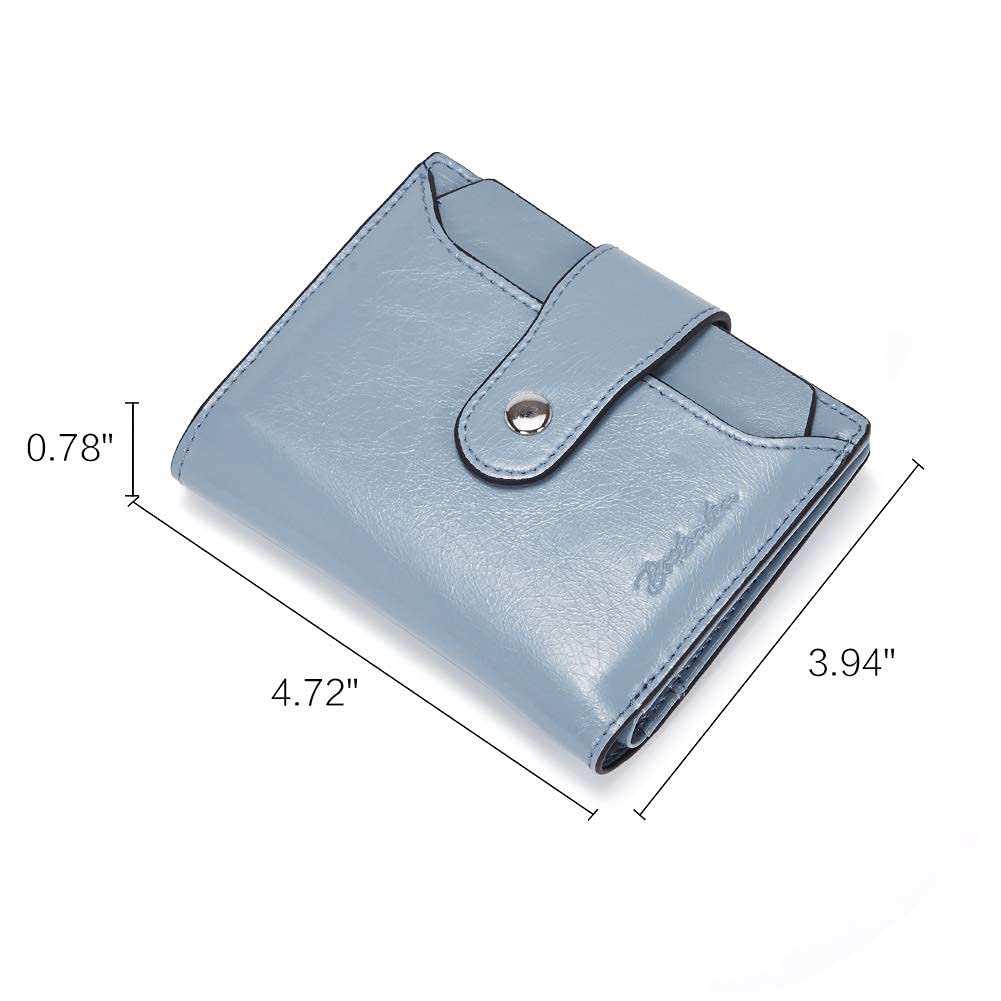 BOSTANTEN Women Leather Handbag Designer Large Hobo Purses Shoulder Bags Blue and Small Bifold Zipper Pocket Wallet Card Case Purse with ID Window Blue