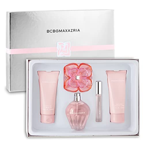 BCBGMAXAZRIA - Classic 4 Piece Fragrance Giftset for Women - (3.4oz/100ml EDP Perfume + 3.4oz/100ml Body Lotion + 3.4oz/100ml Shower Gel + 10ml EDP Rollerball)