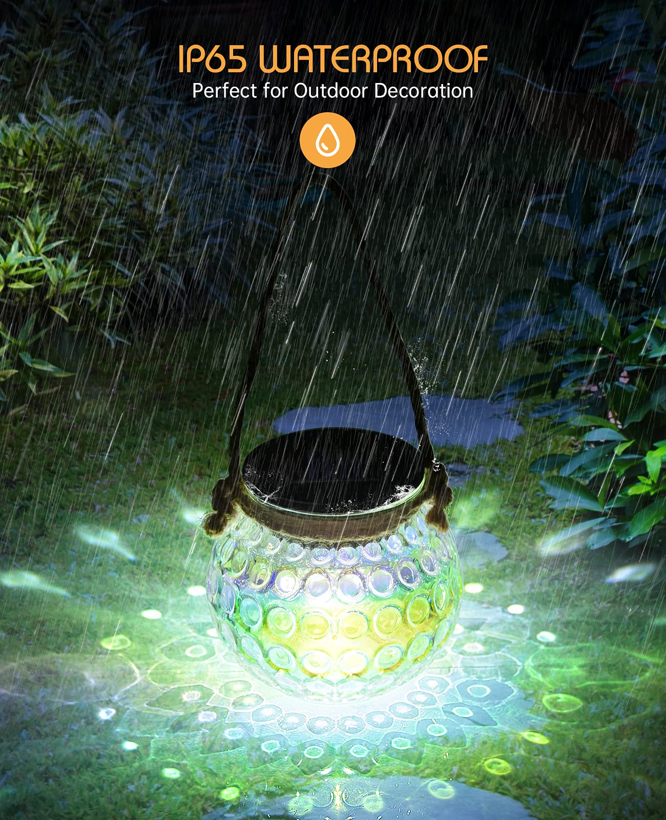 Beedove Solar Lantern, 2 Pack Outdoor Lantern Solar Lights, Waterproof Garden Patio Pathway Decor, Glass Lanterns Outdoor Decorative Hanging, Auto Turn ON/Off Garden Lights Decor for Yard Patio Lawn