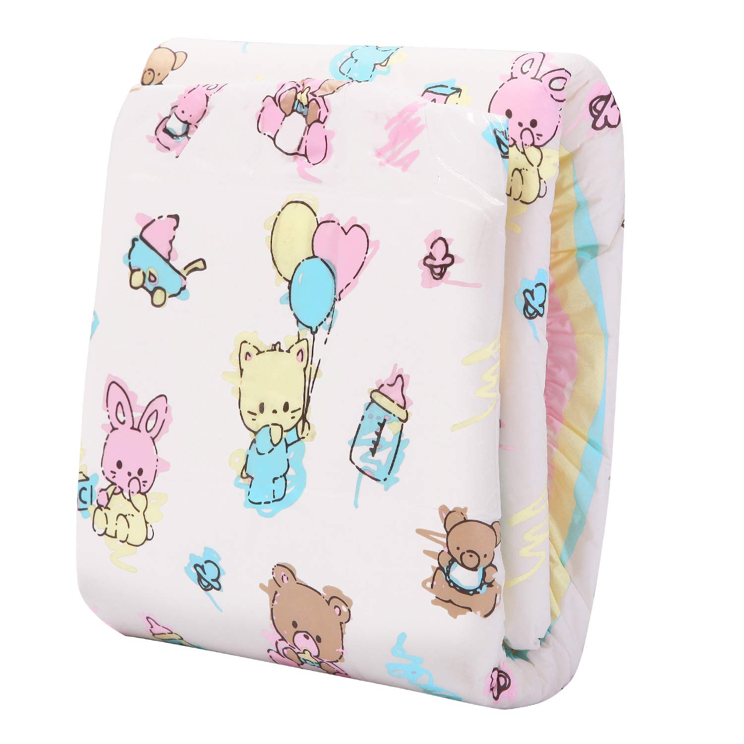 Littleforbig Printed Adult Brief Diapers 10 Pieces - Baby Cuties (Medium 28"-38")