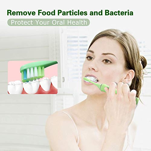 MICESHU Sonic Electronic Toothbrush for Adults, Cleaning with 3 Modes IP67 Waterproof Rechargeable Toohthbrush with 2pcs Replacement Dupont Brush Heads (Green)
