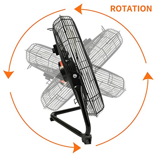 Aain® A010 20'' High Velocity Floor Fan, 3 Speed Settings, 6000 CFM black Industrial Metal Fan for Industrial, Professional Shop Garage
