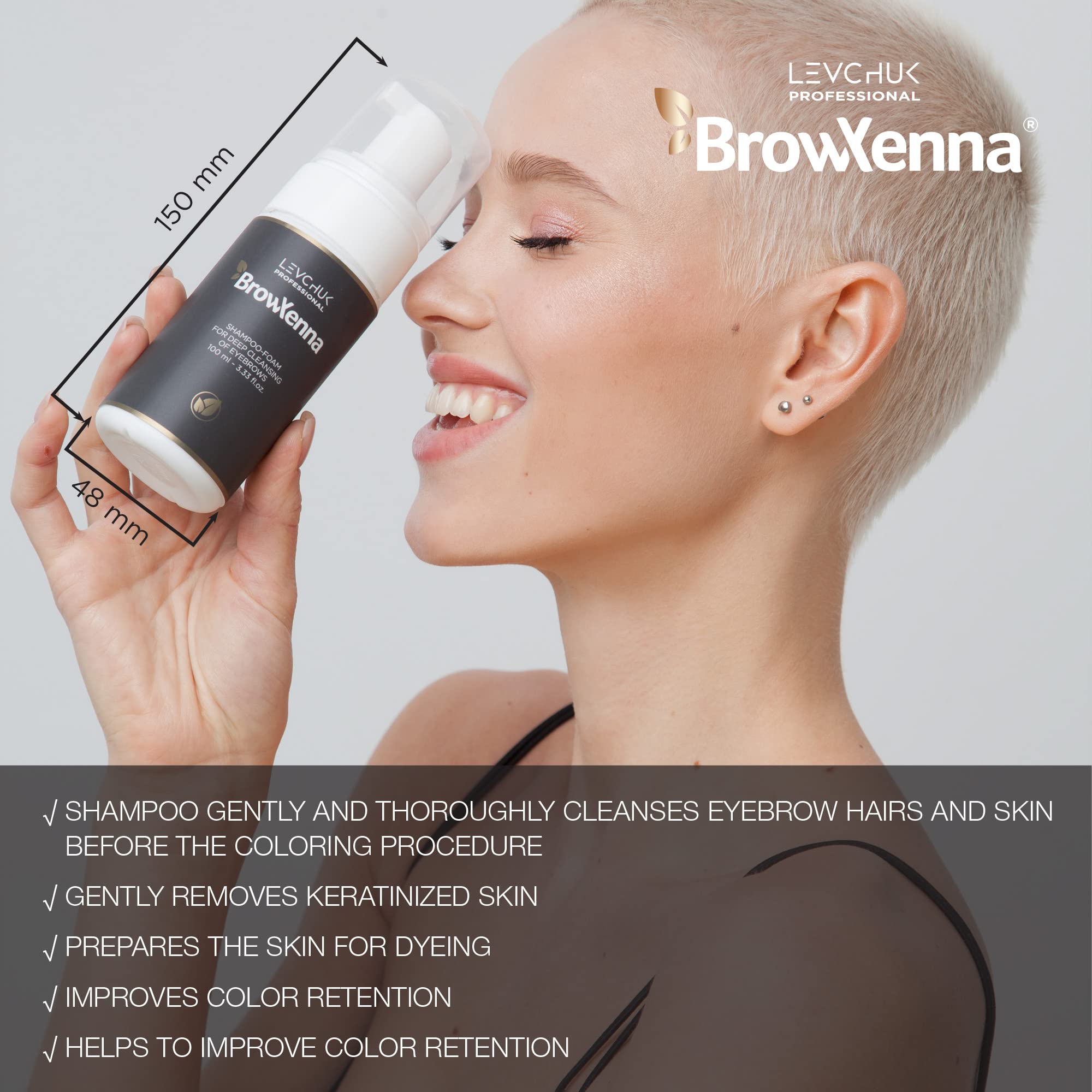 Deep Foam Eyebrow Shampoo Sensitive Natural Cleanser for Makeup Brow Henna Remover Gentle Brow Tint Cleaner Purifying Shampoo for Eyes