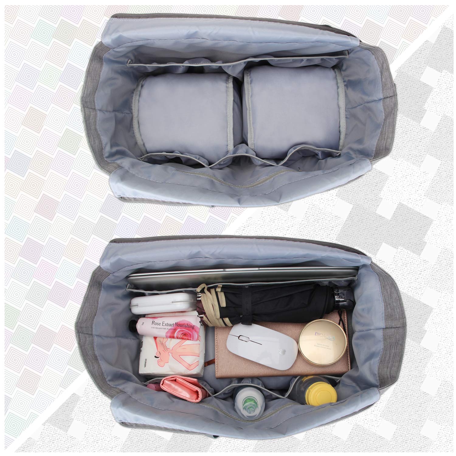LUXJA Breast Pump Tote with Pockets for Laptop and Cooler Bag, Breast Pump Bag for Working Mothers (Fits Most Major Breast Pump), Gray