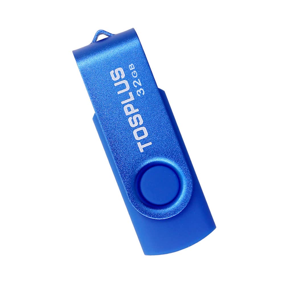 TOSPLUS 2 Pack 32GB USB Flash Drive USB 2.0 Thumb Drives Memory Stick Data Storage Jump Drive Swivel Design (Black/Blue)
