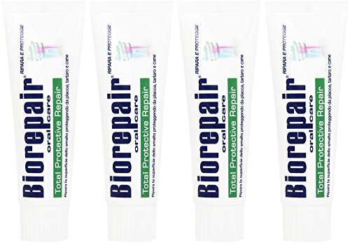 Biorepair: "Total Protective Repair" Toothpaste with microRepair * 2.5 Fluid Ounce (75ml) Tubes (Pack of 4) * [ Italian Import ]