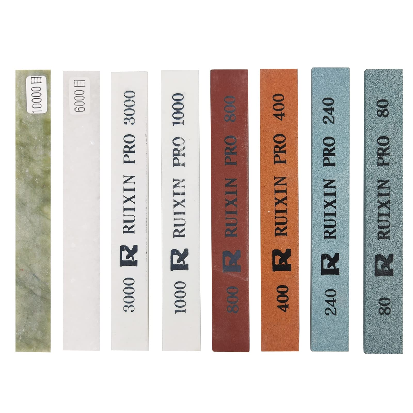 8Pcs Knife Sharpening Stones for RUIXIN Pro RX-008 Knife Sharpener Fixed-angle kit, Professional Whetstone Set Grindstone Polishing Stone without Base 80/240/400/800/1000/3000/6000/10000 Grit