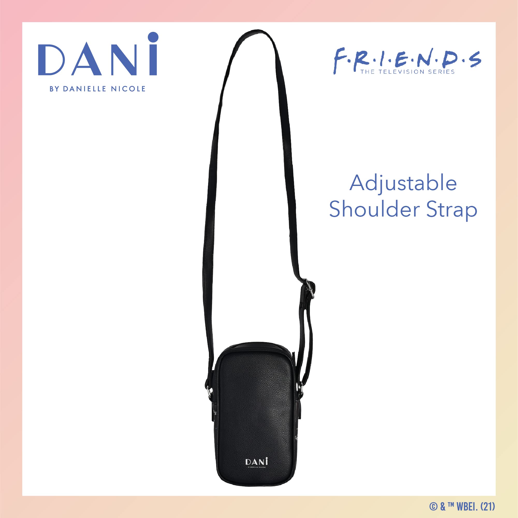 Danielle Nicole DANI Friends Central Perk Logo Boxed Crossbody Bag, Purse for Women, Black