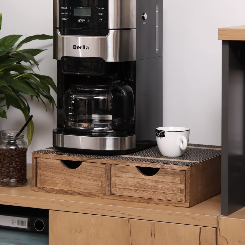 DDYURI Coffee Pods Storage Drawer Holder for Capsules - Multi Functional Desk Organizer Drawers For K-Cup Coffee Maker Brew - Kitchen Mini Wooden Box Chest Sideboard Counter Organization CF1D2C Dark