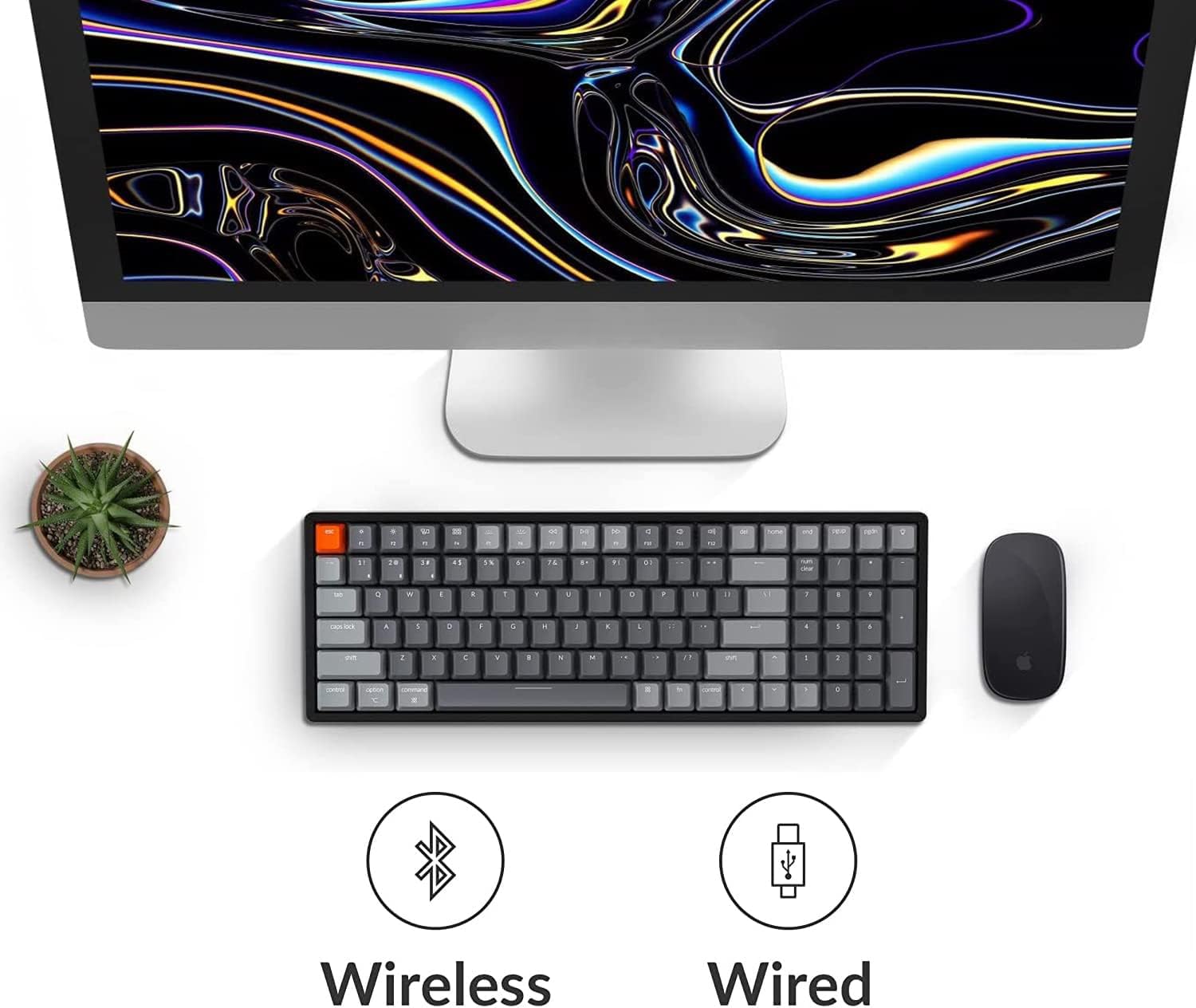 Keychron K4 Wireless Bluetooth/USB Wired Gaming Mechanical Keyboard, Compact 100 Keys 96% Layout RGB LED Backlit Gateron G Pro Red Switch N-Key Rollover, Aluminum Frame for Mac Windows, Version 2