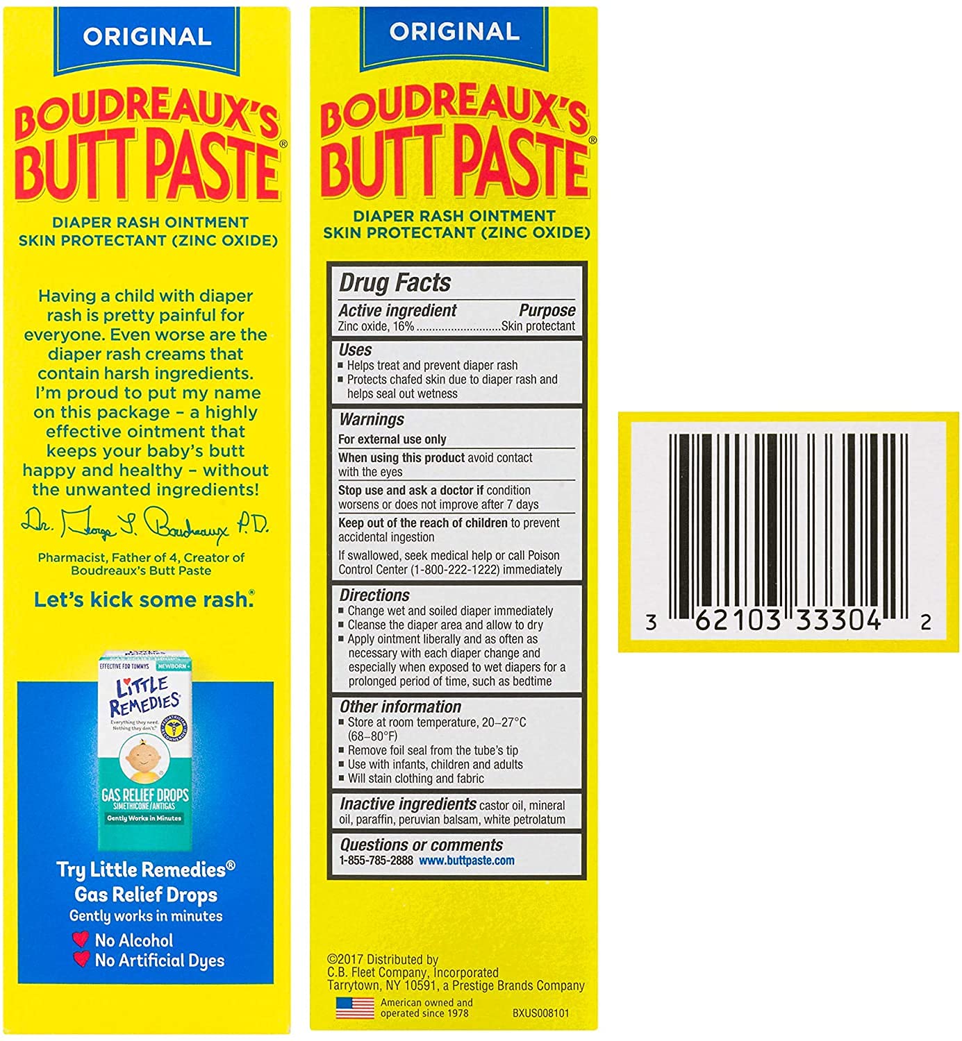 Boudreaux's Boudreaux's Butt Paste, Diaper Rash Ointment, Tube 4 oz (Quantity of 3)