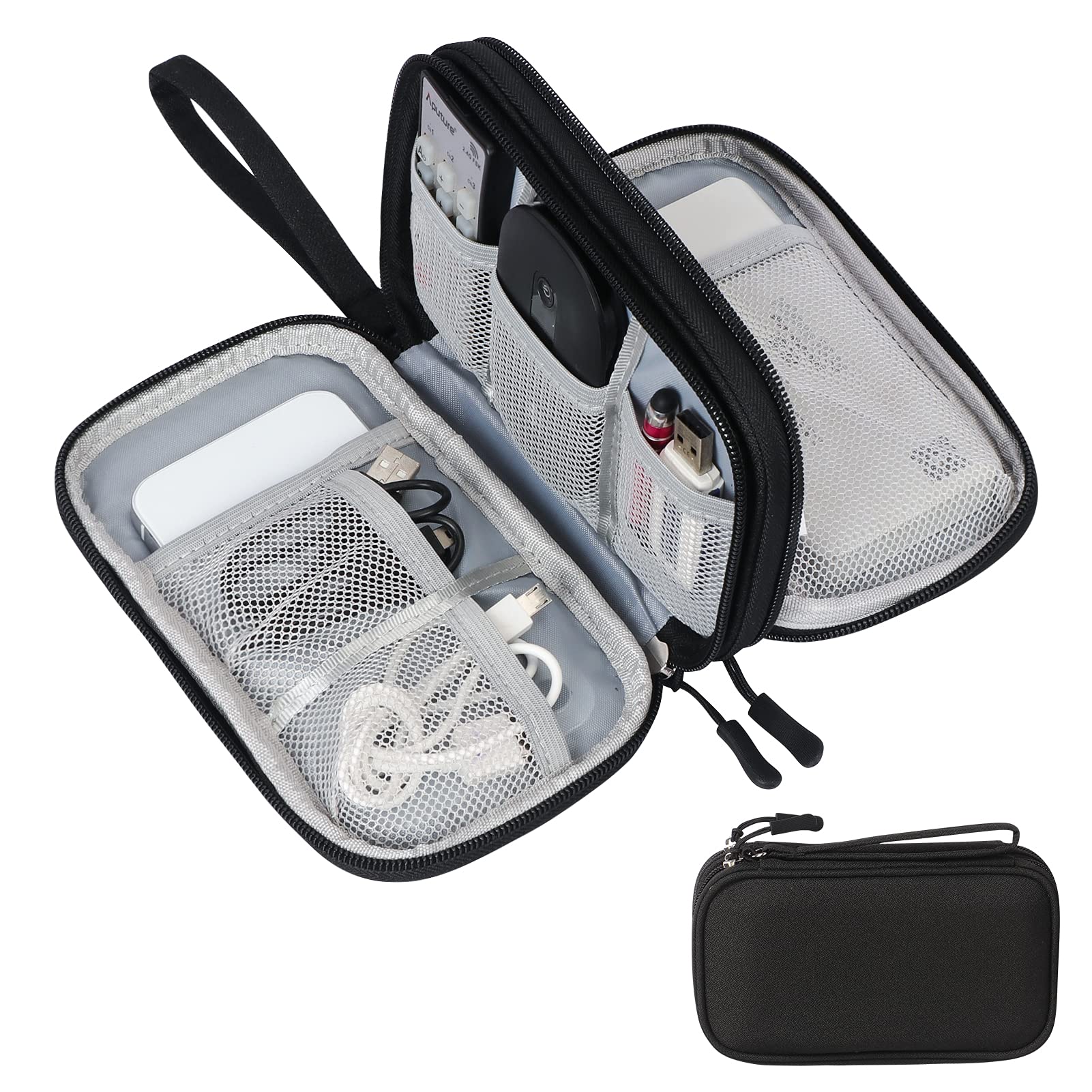 Skycase Electronic Organizer Travel Case - Waterproof Travel Cord Organizer Pouches for Organization, Cable Organizer, All-in-One Double Layers Storage Bag for Accessories, Charger, Cable, Black-1