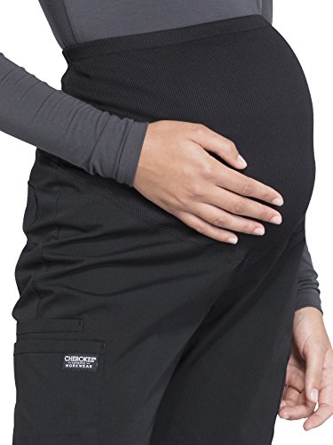 Cherokee Maternity Scrub Pants for Women, Workwear Professionals Soft Stretch WW220, M, Black